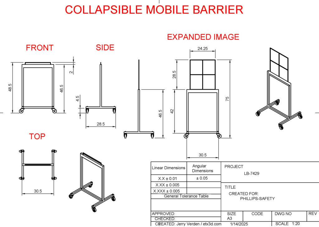 Collapsible Mobile Leaded Barrier with 24" x 28" Window - Phillips ...