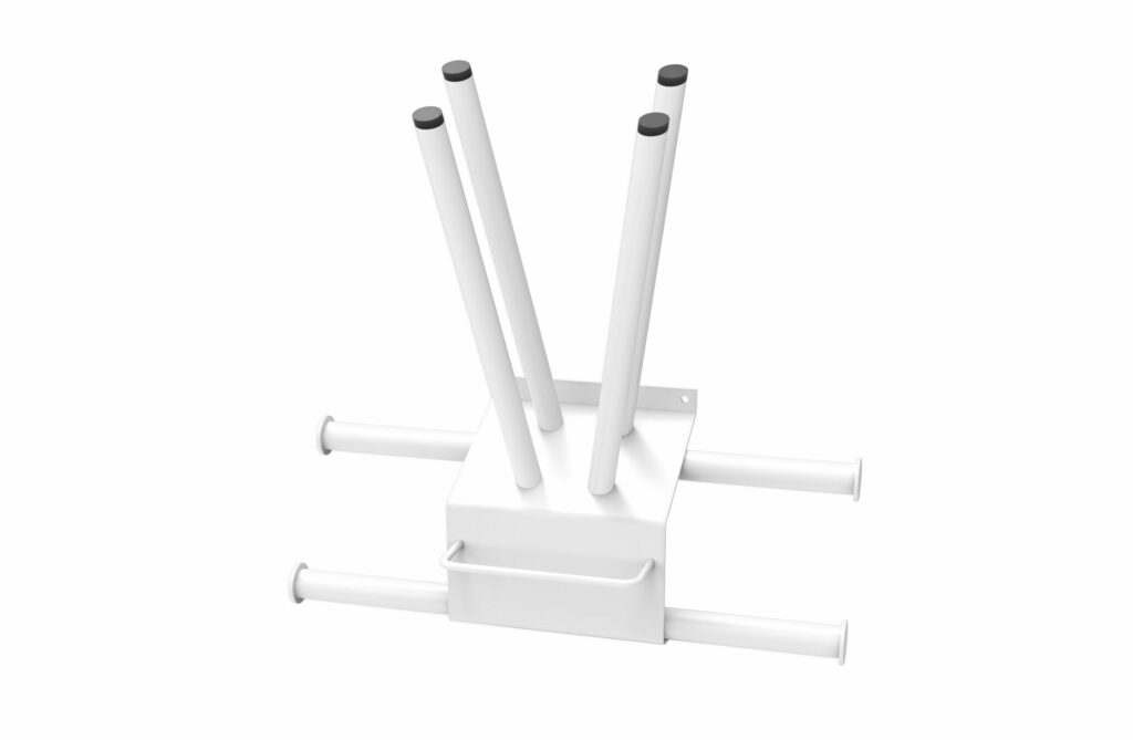 Wall Mounted Steel Multi Apron and Glove Rack, with Two Bars and Four ...