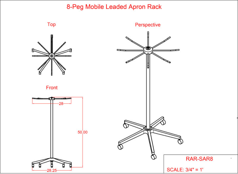 8-Peg Mobile Leaded Apron Rack | Phillips Safety