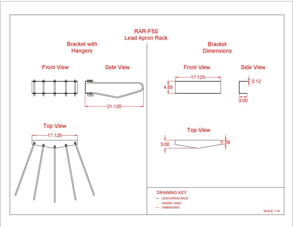 Wall Mounted Lead Apron Storage Rack with 5 Full Swing Arms | Phillips ...