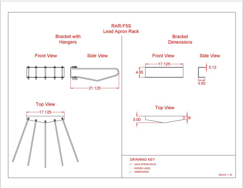 Wall Mounted Lead Apron Storage Rack with 5 Full Swing Arms | Phillips ...