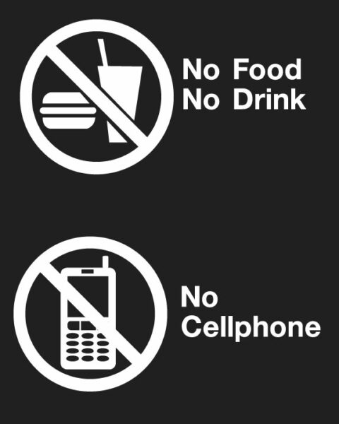 Silk Screened Sign No Food No Drink No Cellphone | Phillips Safety